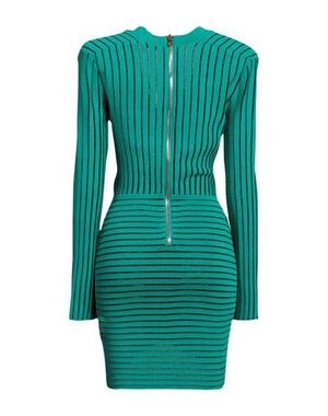 Balmain Mini Dress Emerald Size Viscose, Polyester
