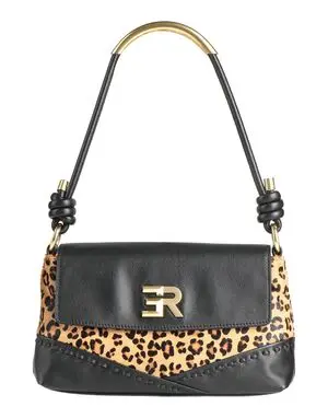 ERMANNO FIRENZE Leopard Print Leather Flap Bag With Top Handle And Detachable Shoulder Strap