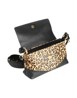 ERMANNO FIRENZE Leopard Print Leather Flap Bag With Top Handle And Detachable Shoulder Strap