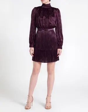 Elisabetta Franchi Multicolor Silk Blend Dress With Tassels - Plum