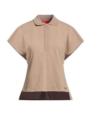 Max & Co. Polo Shirt Light Brown Size Cotton, Linen - Beige