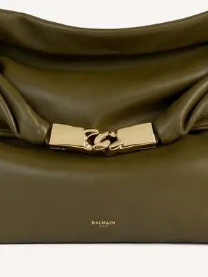Balmain Dinner At 8 Medium Bag In Smooth Leather - Green