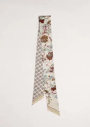 ME+EM Floral Garden Skinny Scarf - Cream Multi