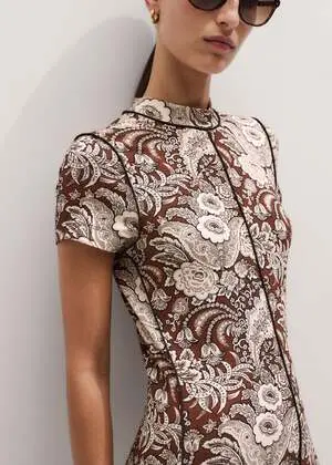 ME+EM Elaborate Botanical Print Short Sleeve Maxi Dress