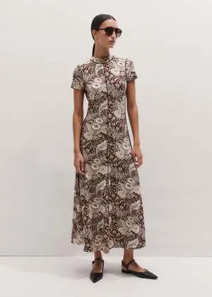 ME+EM Elaborate Botanical Print Short Sleeve Maxi Dress
