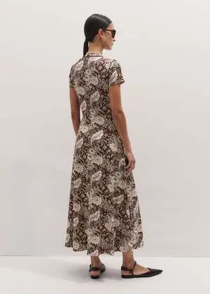 ME+EM Elaborate Botanical Print Short Sleeve Maxi Dress