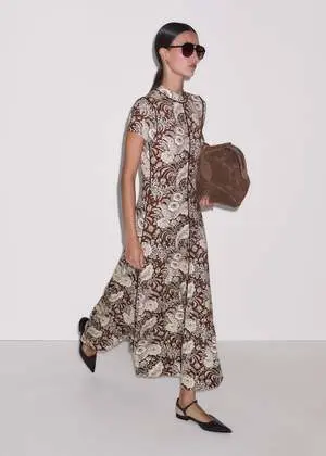 ME+EM Elaborate Botanical Print Short Sleeve Maxi Dress