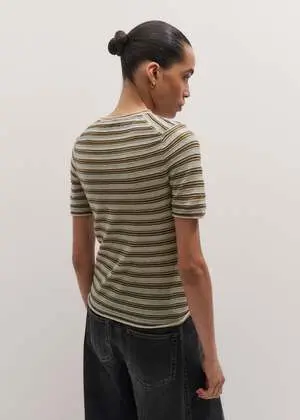 ME+EM Striped Slim Fit Knit Top With Tie Detail