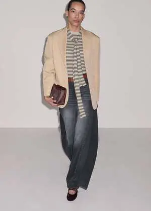 ME+EM Striped Slim Fit Knit Top With Tie Detail
