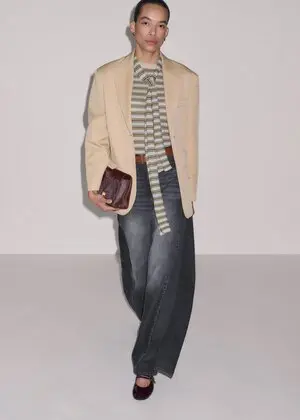 ME+EM Striped Slim Fit Knit Top With Tie Detail