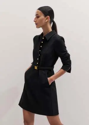 ME+EM Fit And Flare Mini Dress With Belt - Black