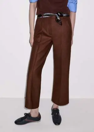 ME+EM Straight Crop Tailored Trousers - Pecan Brown