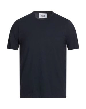 Alpha Studio Man T-shirt Lime Green Size 40 Cotton, Elastane Midnight Blue