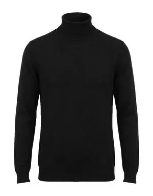 LARDINI Wool, Silk, And Cashmere Blend Turtleneck Sweater - Black