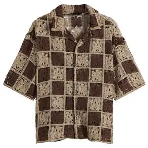 Amiri Ma Check Lace Camp Shirt - Earth