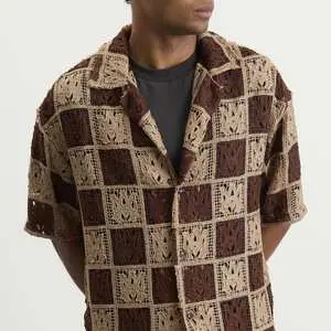 Amiri Ma Check Lace Camp Shirt