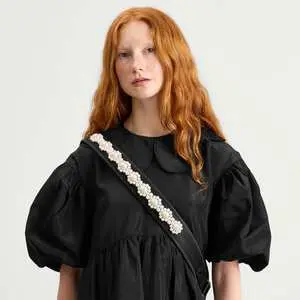 Simone Rocha Mini Puff Sleeve Petal Collar Smock Dress
