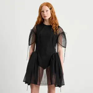 Simone Rocha Mini Puff Sleeve Cord Hip Dress
