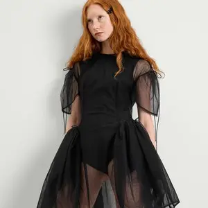 Simone Rocha Mini Puff Sleeve Cord Hip Dress