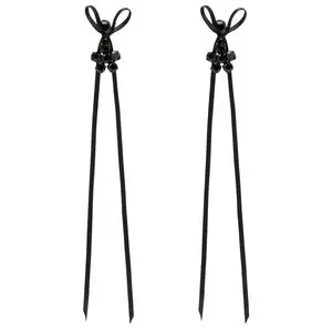 Simone Rocha Mini Daisy Drop Bow Earrings - Jet/black