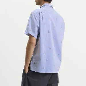Polo Ralph Lauren Seersucker Sailboat Short Sleeve Shirt - Blue Stripe