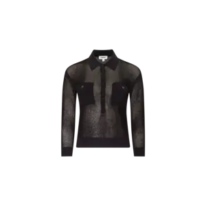 L'Agence Carine Pointelle Knit Polo With Utility Pockets - Coffee Bean