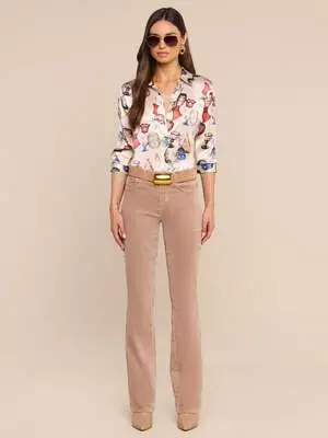 L'Agence Dani Silk Blouse With Vintage Glassware Print And 3/4 Sleeves