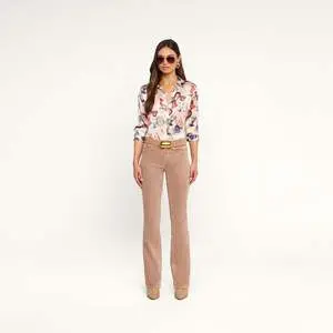 L'Agence Dani Silk Blouse With Vintage Glassware Print And 3/4 Sleeves - Ecru Multi Glassware