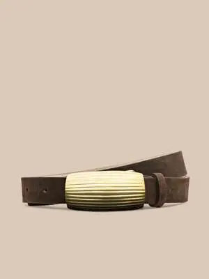 L'Agence Machado Suede Belt With Ribbed Buckle