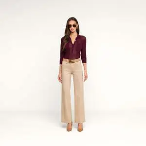 L'Agence Carine Pointelle Knit Polo Shirt - Deep Sangria
