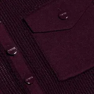 L'Agence Carine Pointelle Knit Polo Shirt - Deep Sangria