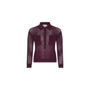 L'Agence Carine Pointelle Knit Polo Shirt - Deep Sangria