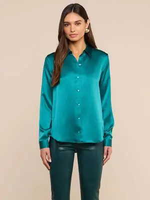 L'Agence Tyler Silk Blouse - Deep Jungle