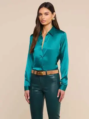 L'Agence Tyler Silk Blouse - Deep Jungle