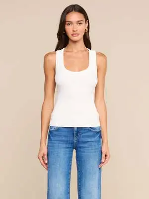 L'Agence Shania Ribbed Racerback Tank Top - White