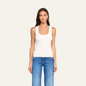 L'Agence Shania Ribbed Racerback Tank Top - White