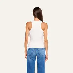 L'Agence Shania Ribbed Racerback Tank Top - White