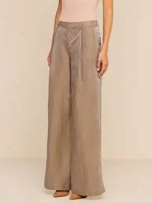 L'Agence Allanah Linen-blend Trouser - Latte/gold