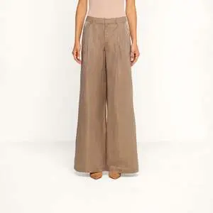 L'Agence L'AGENCE Allanah Linen-Blend Trouser Latte/gold