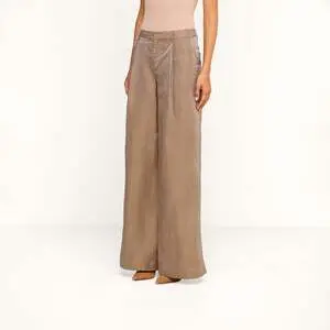 L'Agence Allanah Linen-blend Trouser - Latte/gold