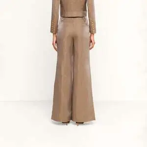 L'Agence Allanah Linen-blend Trouser - Latte/gold