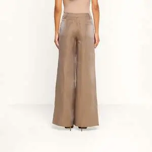L'Agence Allanah Linen-blend Trouser - Latte/gold