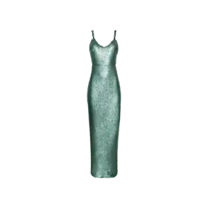 L'Agence Karma Sequin Maxi Dress - Matte Teal Sequins