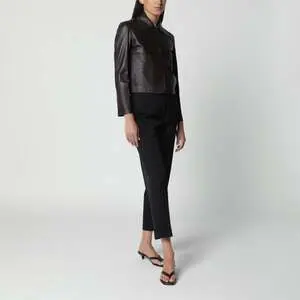 ARMA Coffee Emy Cropped Leather Jacket