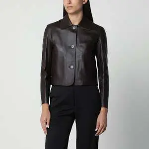 ARMA Cropped Leather Jacket - Brown