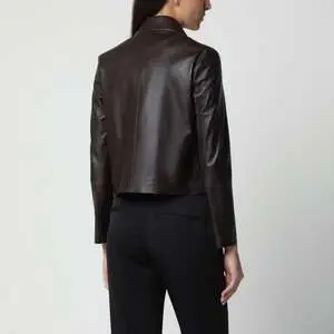 ARMA Cropped Leather Jacket - Brown