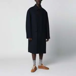 Dries Van Noten Navy Single-breasted Wool Coat - Blue