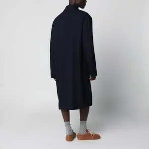 Dries Van Noten Navy Single-breasted Wool Coat