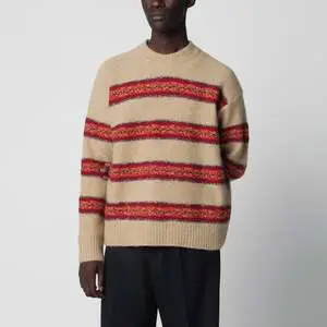 Dries Van Noten Striped Wool-blend Sweater - Beige