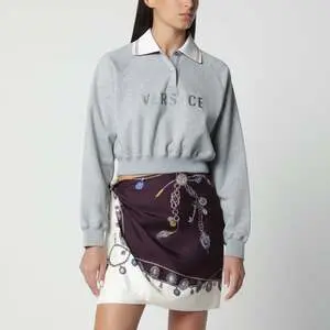Versace Cropped Cotton Polo Sweatshirt